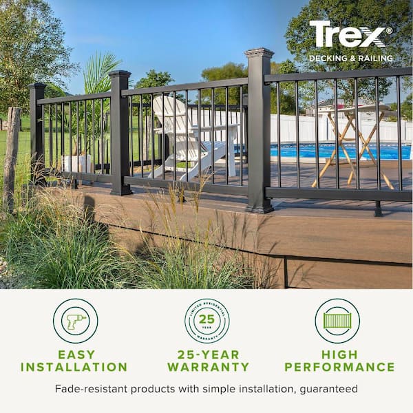 Trex Enhance 6 ft. x 36 in. Charcoal Black Composite Rail with Black ...