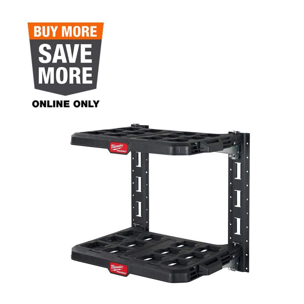 Milwaukee PACKOUT 22.3 in. Black Resin Racking Kit with Metal ...