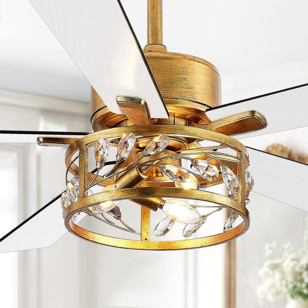 Sky Hog Howell 52 in. Indoor Gold Ceiling Fan with Crystal Light Kit ...