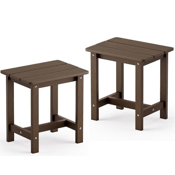 Rectangular Plastic Outdoor Side Table, Brown, Set of 2 L0DNSN47XC ...