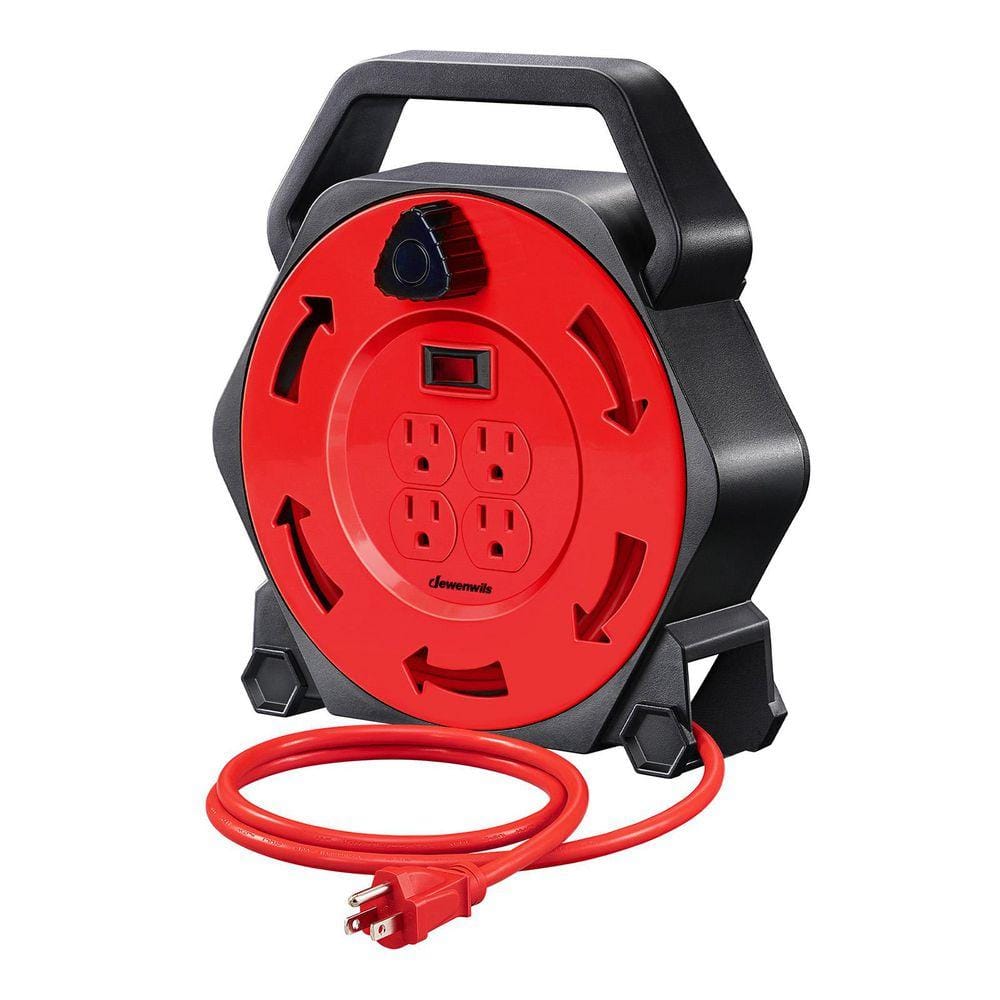 DEWENWILS Heavy Duty 25 ft. 16 / 3 SJTW 13 Amp Retractable Hand Wind ...
