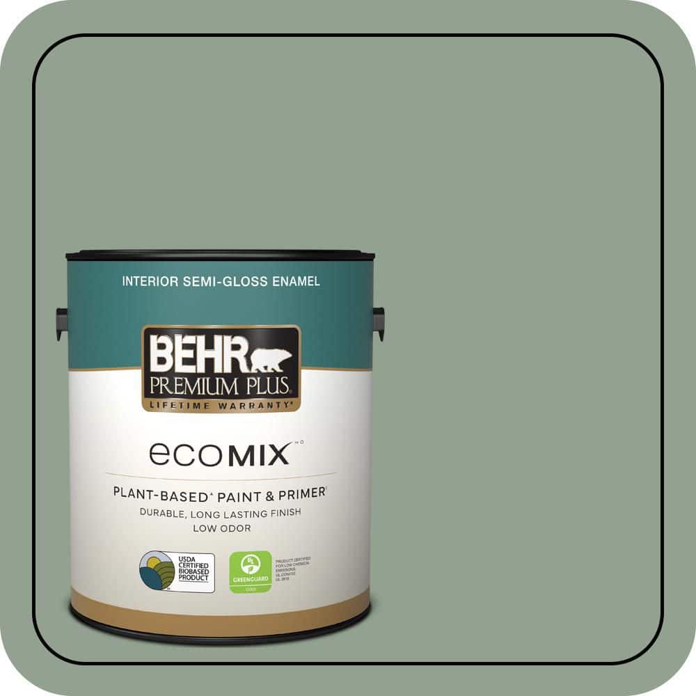 BEHR PREMIUM PLUS 1 gal. #N400-4 Forest Path Semi-Gloss Enamel EcoMix ...