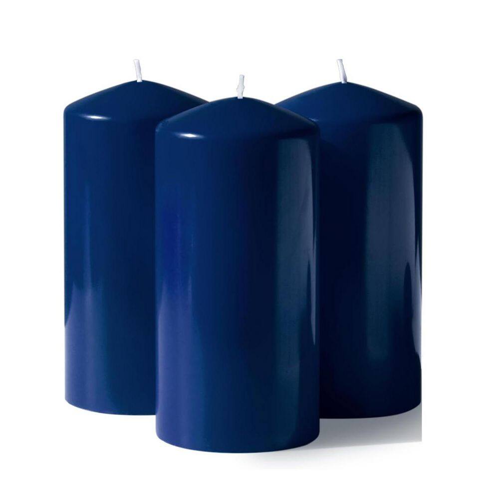 Blue Unscented Paraffin Wax Single Wick Dripless Taper Candle 3-Pack ...