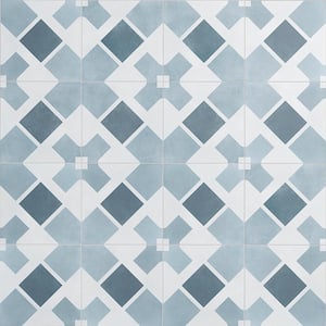 Ivy Hill Tile Aster Blue and White Square 9 in. x 0.4 in. Matte ...