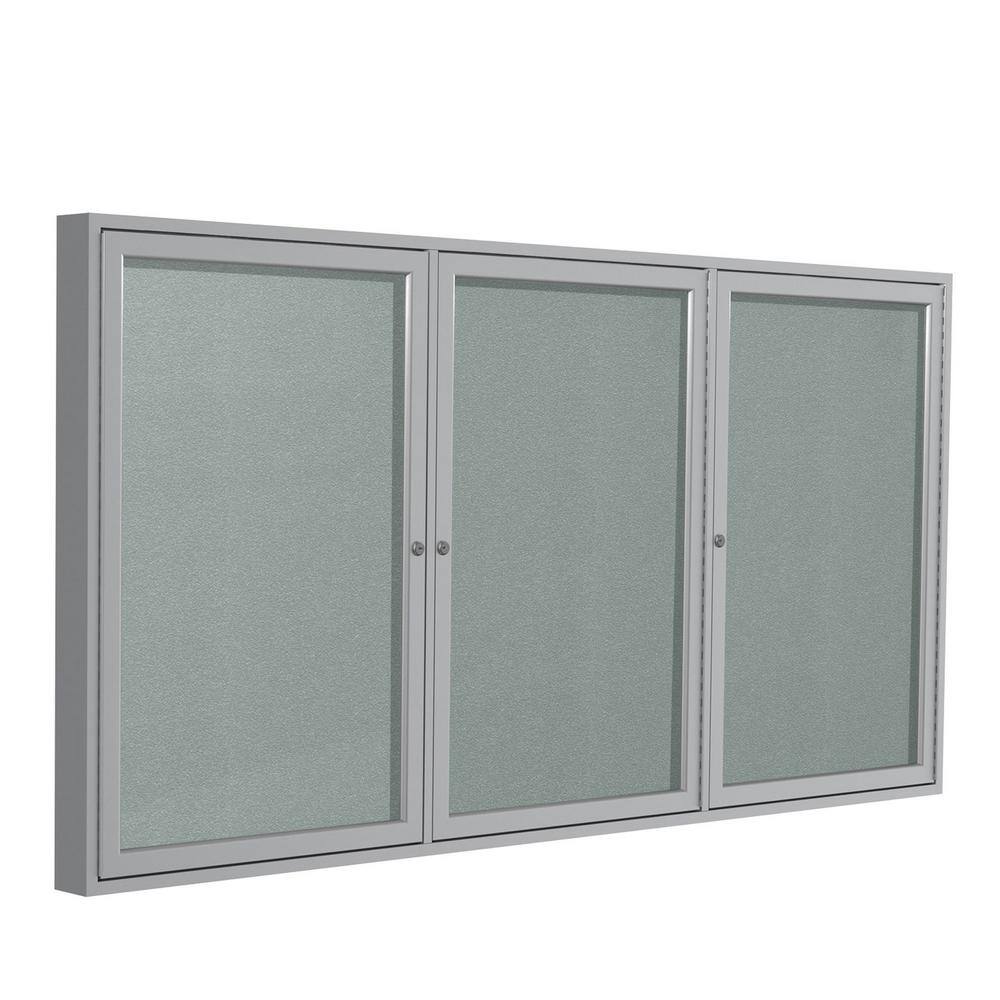 ghent 4 x 6 ft. Vinyl Enclosed Bulletin Board, 3 Door, Satin Aluminum ...