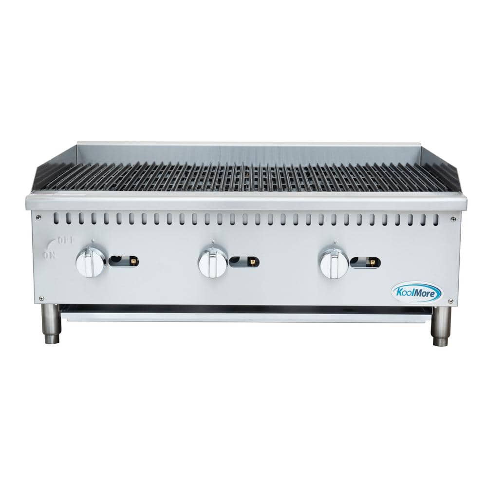 Koolmore Commercial 36 in. Natural Gas 3-Burner Charbroiler with 90,000 ...