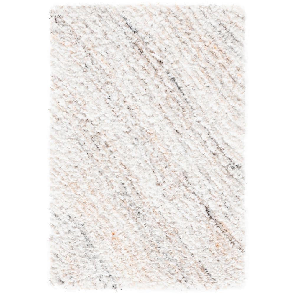 SAFAVIEH Glory Shag 3 ft. x 5 ft. Ivory/Beige Abstract Wavy Area Rug ...