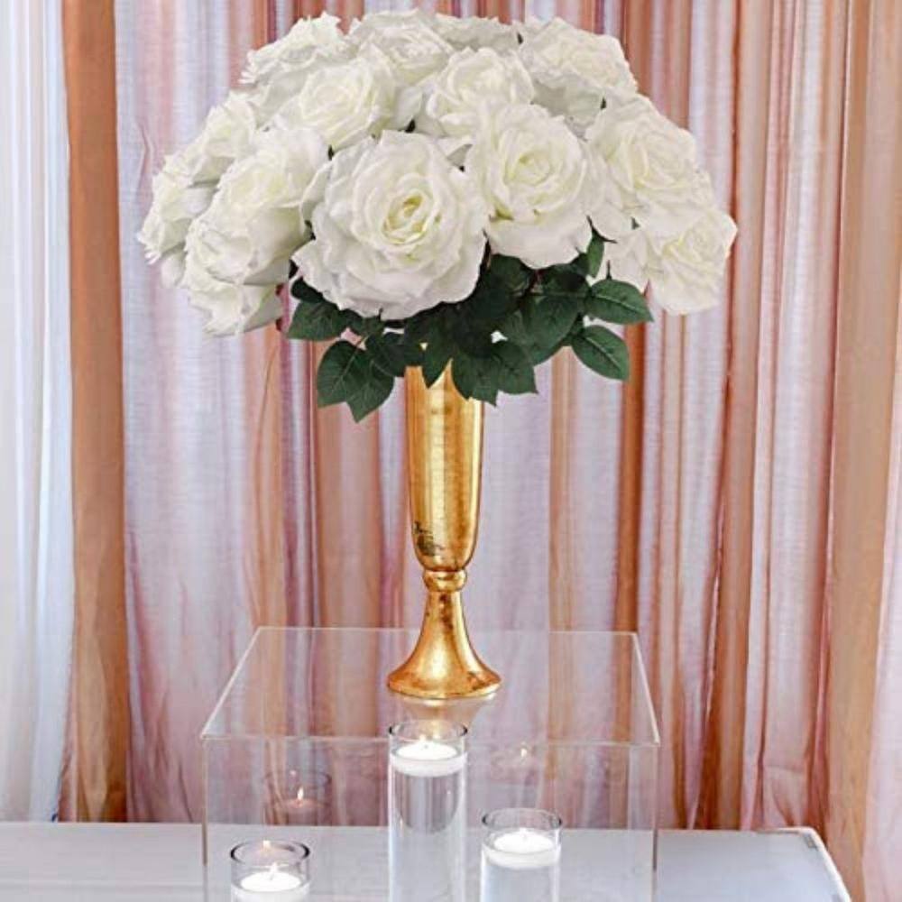 Larksilk 30 in. Artificial White Silk Open Rose Stem (3 Pack) S21093WH ...