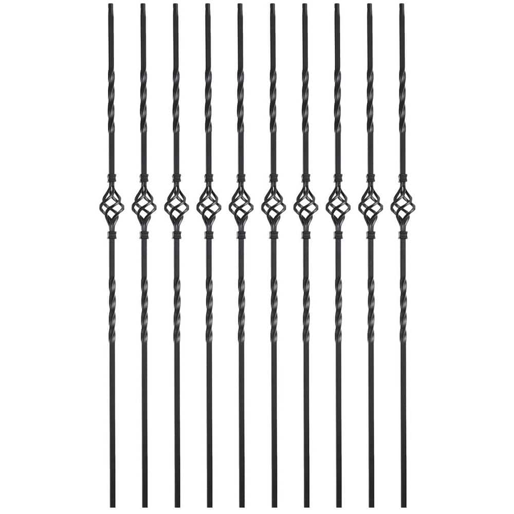Afoxsos 44 in. H x 1/2 in. W Matte Black Iron Stair Railing Kit with ...