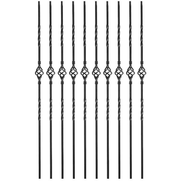 Afoxsos 44 in. H x 1/2 in. W Matte Black Iron Stair Railing Kit with ...