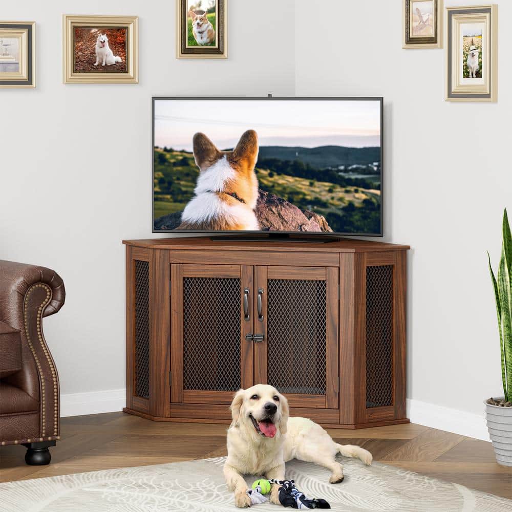 FUFU&GAGA Walnut Medium Small Dog Kennel Indoor Use, Furniture Corner ...