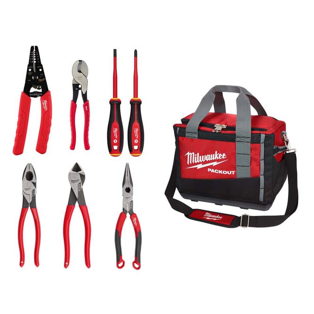 Milwaukee Electrical Tool Set with 20 in. PACKOUT Tool Bag (7-Piece) 48 ...