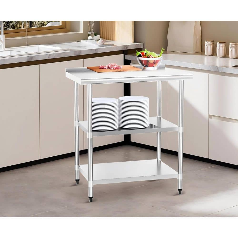 Tileon Stainless Steel Table, Metal Work Table with 2 Adjustable ...