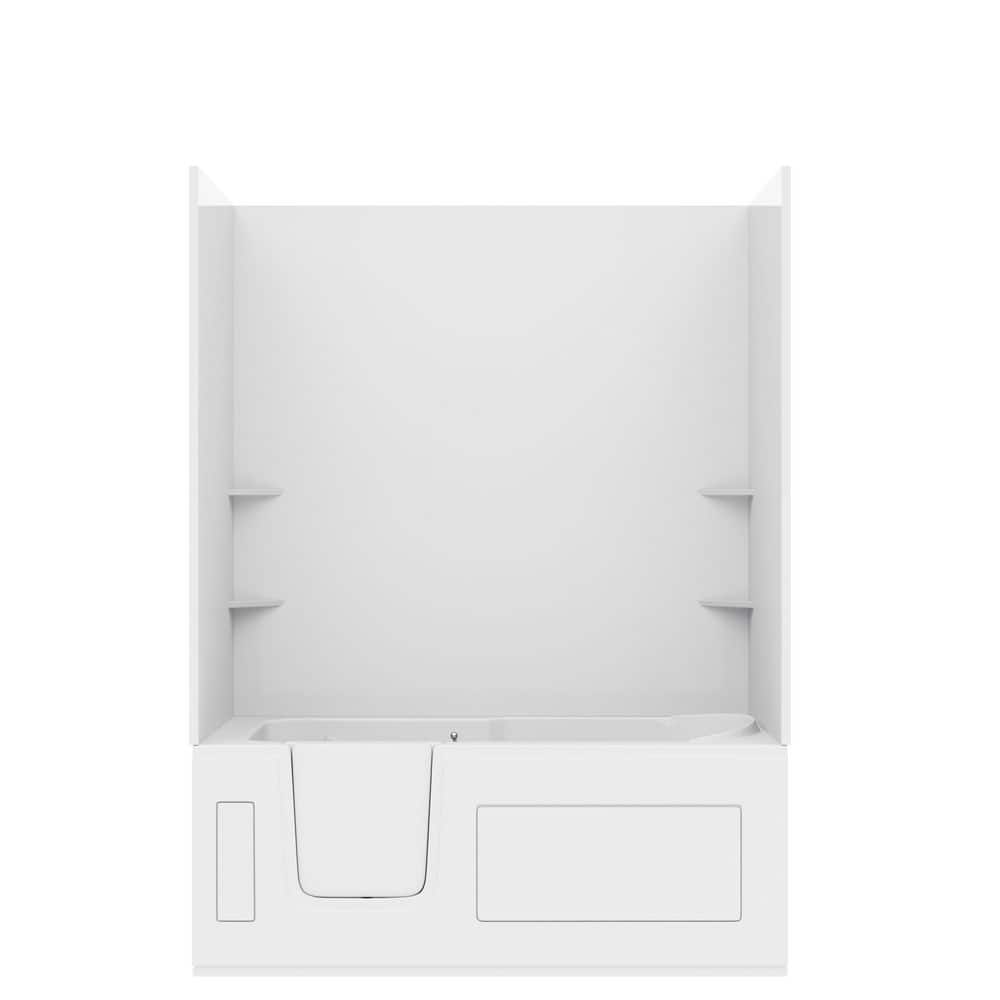 Universal Tubs Rampart Wall Series 30 in. x 60 in. Left Drain Whirlpool ...
