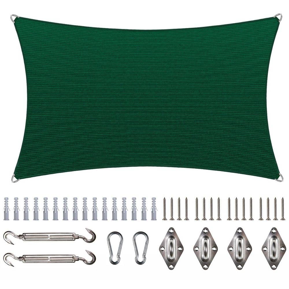 8 ft. x 12 ft. Rectangle Pro Ring Sun Shade Sail with Hardware Kit ...