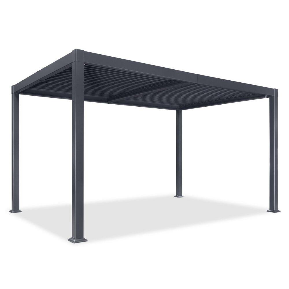 PURPLE LEAF 13.1 ft. x 15.2 ft. Gray Aluminum Outdoor Louvered Pergola ...