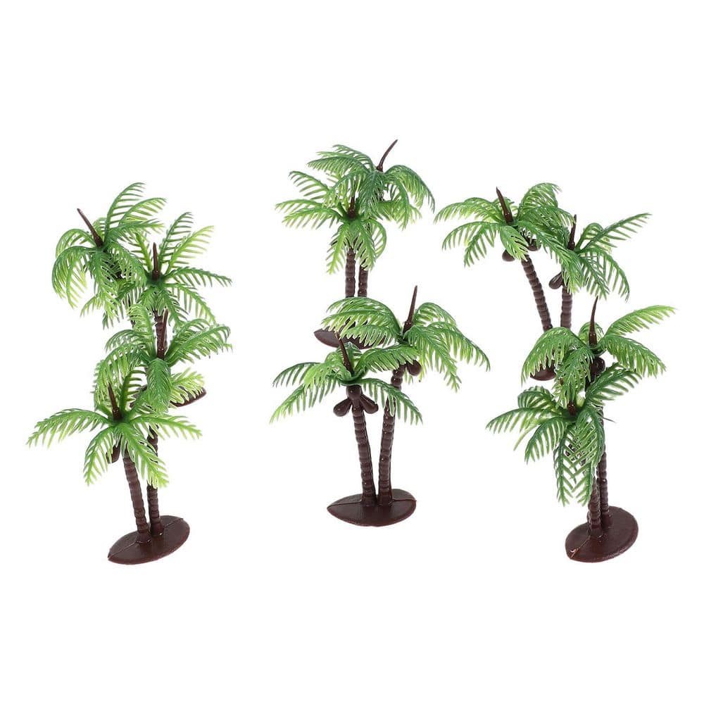 25 Pcs Artificial Coconut Palm Tree Plastic Green Plant Indoor Outdoor ...