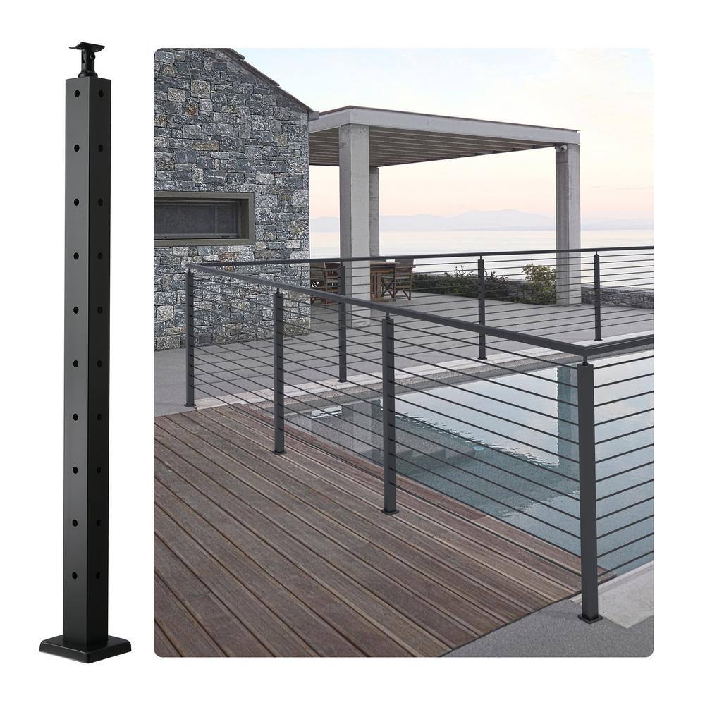 VEVOR Cable Railing Post 36 in. L x 2 in. W x 2 in. H Steel L-Shaped ...