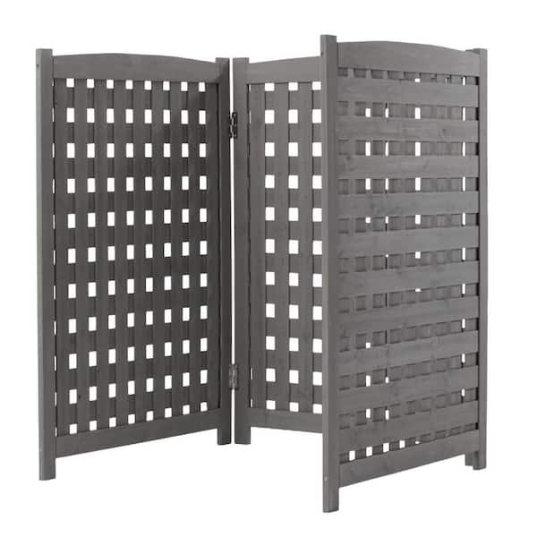 Sunocity 32 in. W x 38 in. H Gray 3-Panel Outdoor Air Conditioner Fence ...