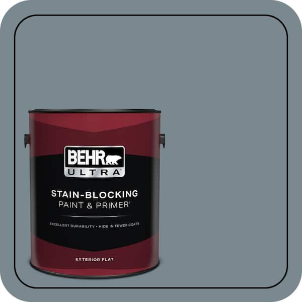 BEHR ULTRA 1 gal. #N470-5 Norwegian Blue Flat Exterior Paint & Primer ...