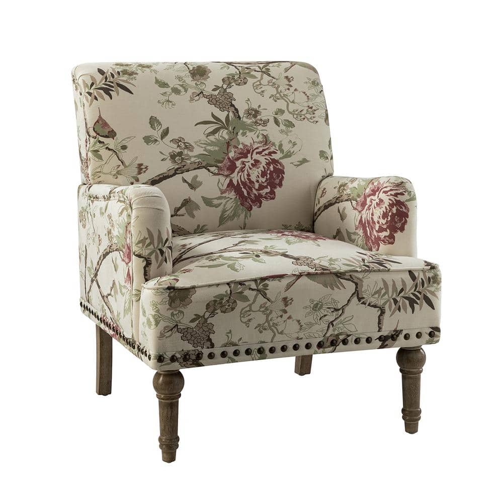 JAYDEN CREATION Latina Floral Floral Patterns Armchair with Nailhead ...