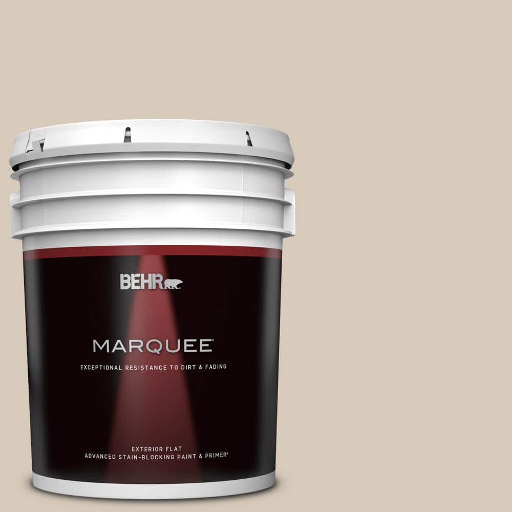 BEHR MARQUEE 5 gal. #PPU5-12 Almond Wisp Flat Exterior Paint & Primer ...