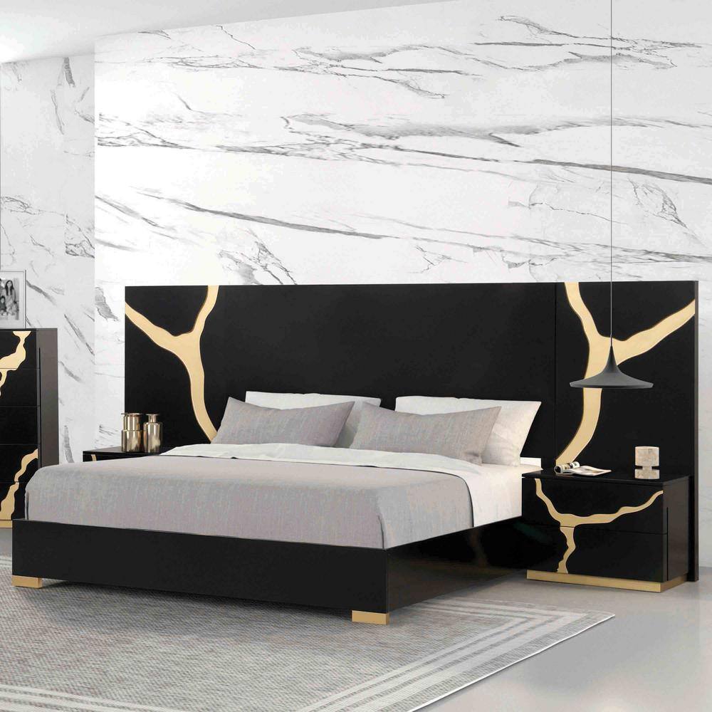 Furniture of America Rove Black Wood Frame Queen Platform Bed with ...