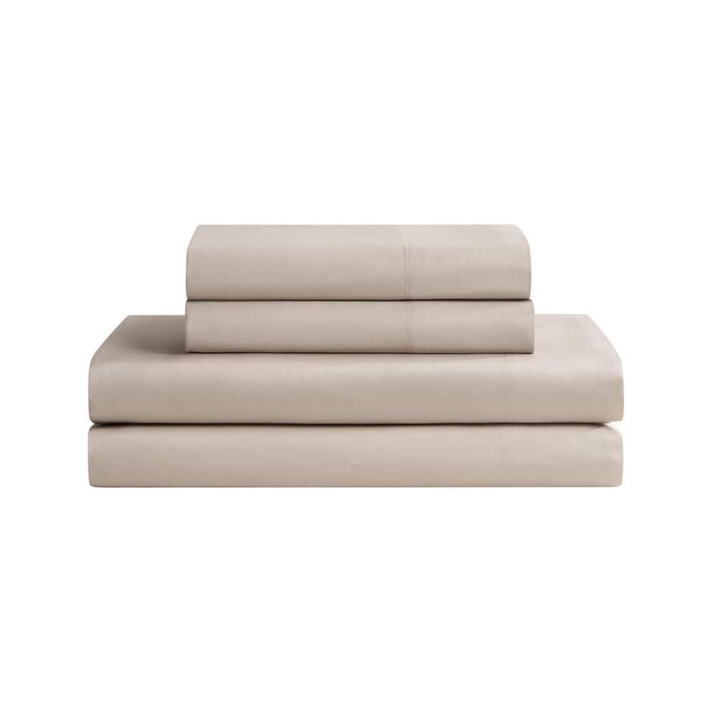 The Sheet Lab Cloud Embrace 4-Piece Linen Brown Solid Color Sateen ...