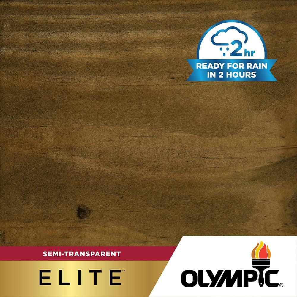 Olympic Elite 5 gal. ST-2001 Black Oak Semi-Transparent Exterior Stain and Sealer in One Low VOC ...
