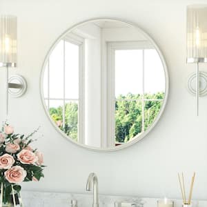 KeonJinn 18 in. W x 18 in. H Round Metal Framed Modern Wall Mounted ...