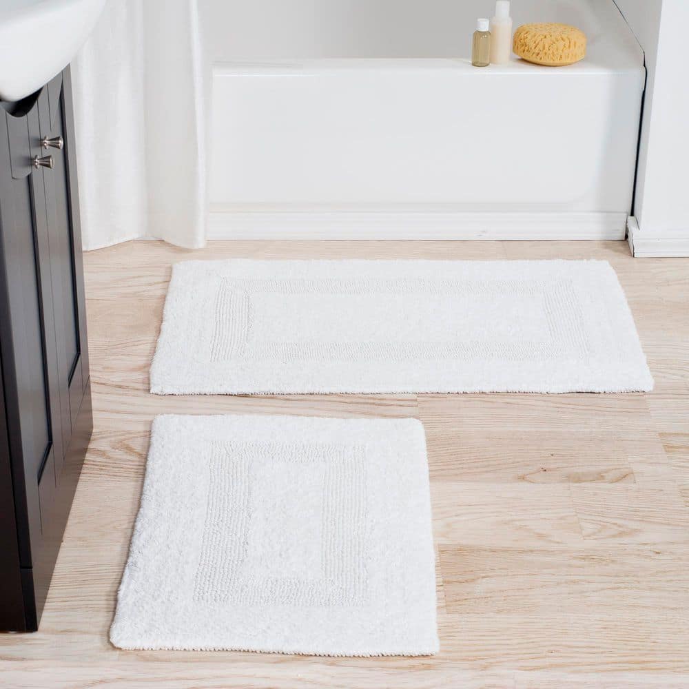 Lavish Home White 6- Piece Cotton Bathroom Mat Set 67-0018-W-3 - The ...