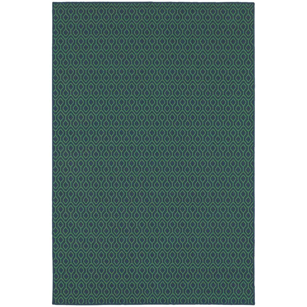 Home Decorators Collection Waves Navy Green 5 ft. x 8 ft. Indoor ...