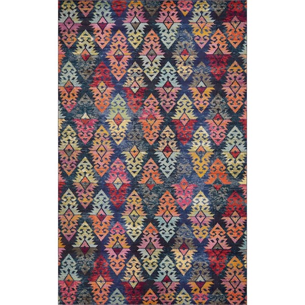 StyleWell Sedona Desert Navy/Multi-Color 11 ft. x 16 ft. Global Area ...