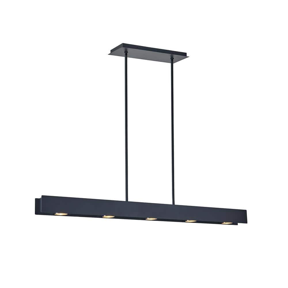 Modern Industrial 5-Lights Linear Black Rectangular LED Chandelier 1224 ...
