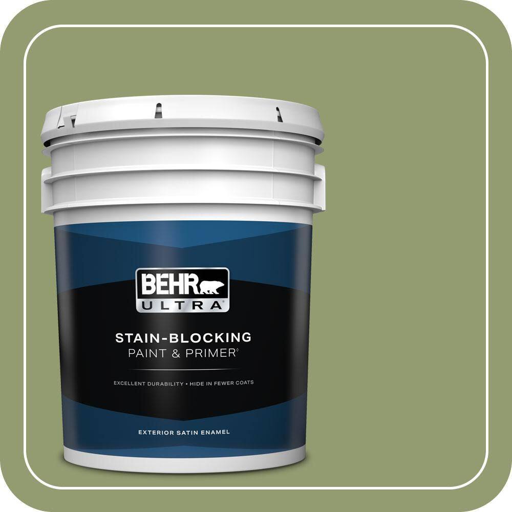 BEHR ULTRA 5 gal. #PPU11-04 Alamosa Green Satin Enamel Exterior Paint ...