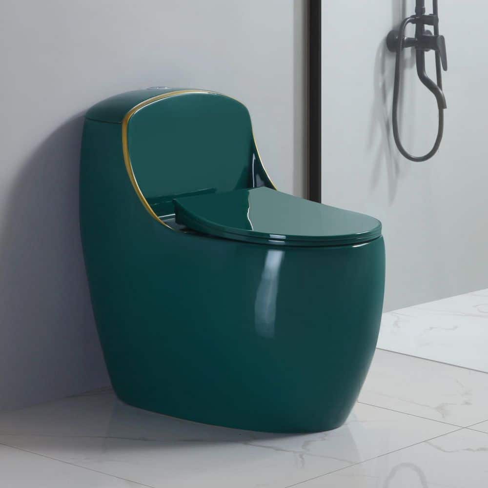 Simple Project Single Flush Round Standard 1-Piece Toilet with ...