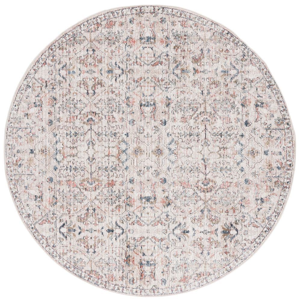 SAFAVIEH Vivaldi 7 ft. x 7 ft. Beige/Blue Rust Distressed Border Round ...
