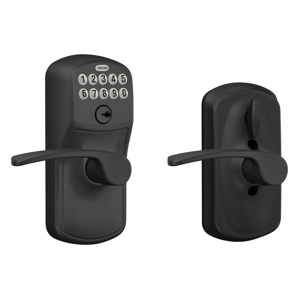 Schlage Plymouth Matte Black Electronic Keypad Door Lock with Merano ...