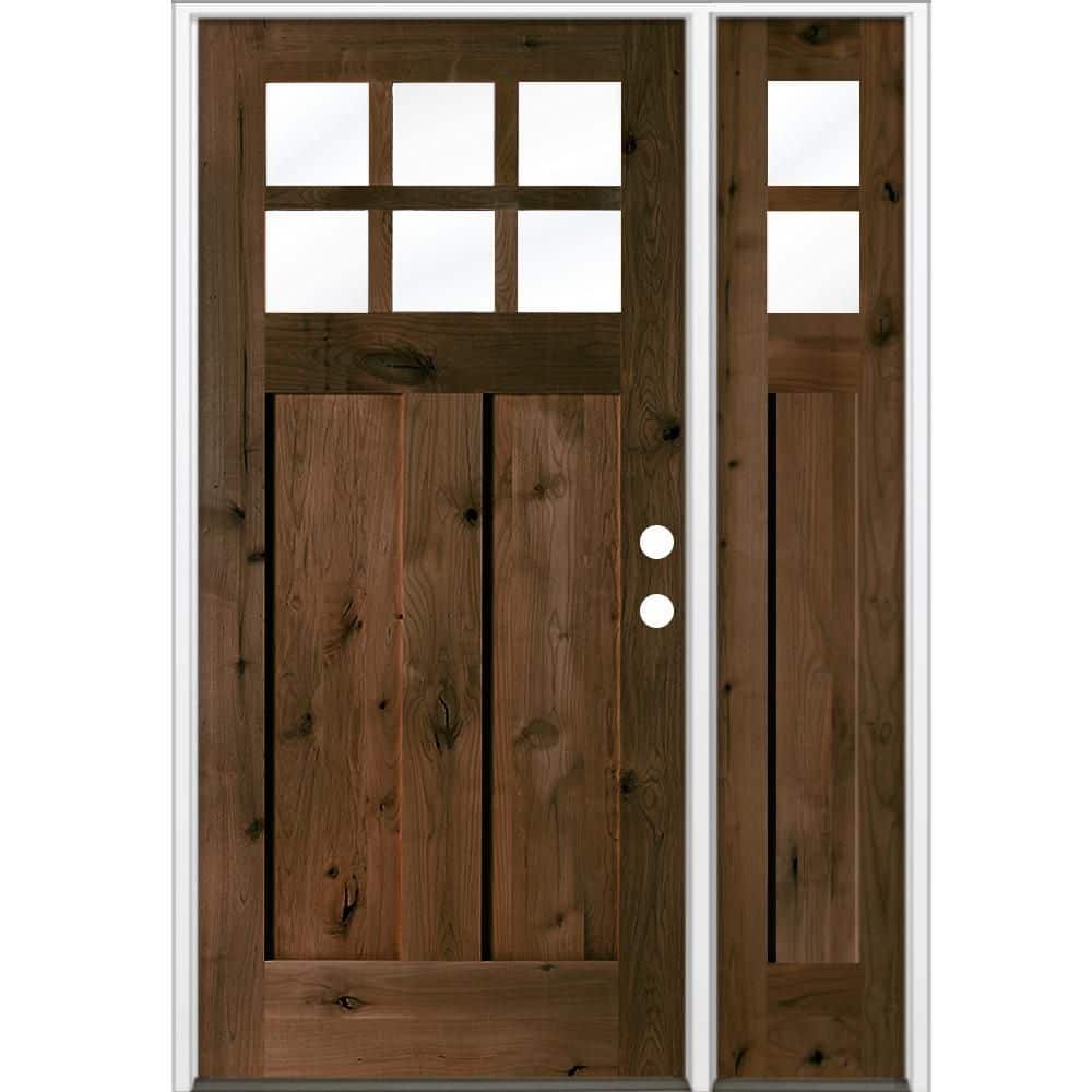 Krosswood Doors 50 in. x 80 in. Knotty Alder Left-Hand/Inswing 6 Lite ...