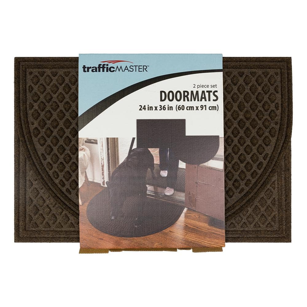 TrafficMaster All Weather Brown 24 in. x 36 in. 2 piece Door Mat Set ...