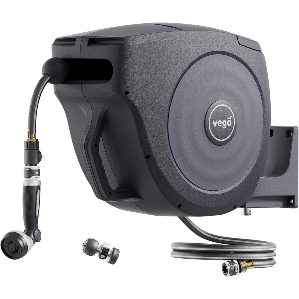 vego garden Hose Reel Retractable 5/8 in. Dia x 100 ft. Wall Mounted ...