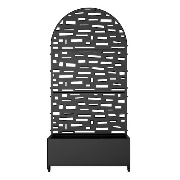 Lirago 72 in. H x 35 in. W Arch Black Outdoor Metal Privacy Screen ...
