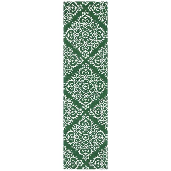SAFAVIEH Chatham 2 ft. x 9 ft. Green/Ivory Garden Diamond Runner Rug CHT712Y-29 - The Home Depot