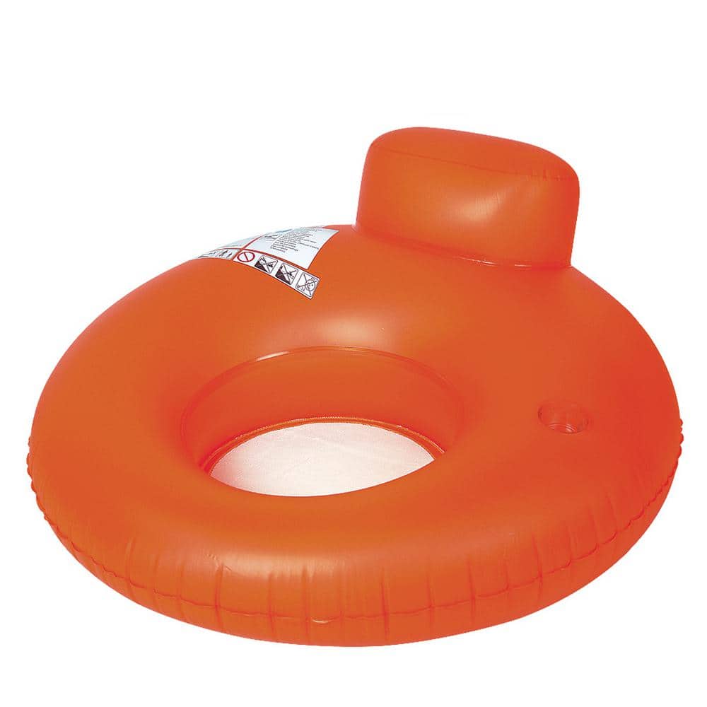Pool Central 48 in. Orange Inflatable Inner Tube Water Pool Sofa ...