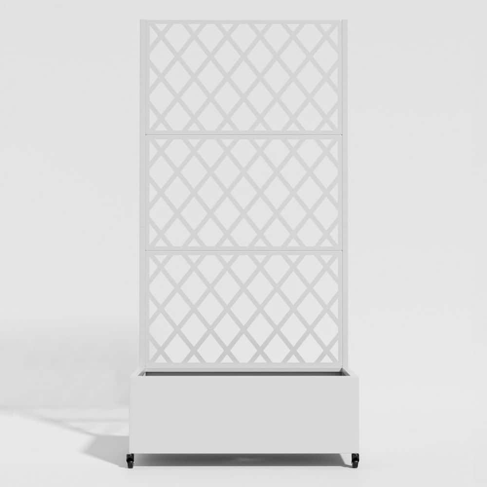 Lirago 72 in. H x 35 in. W Rectangle-Top White Outdoor Metal Rhombic ...