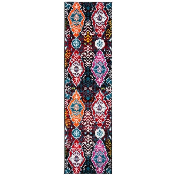 SAFAVIEH Cherokee 2 ft. x 8 ft. Black/Red Geometric Abstract Runner Rug ...