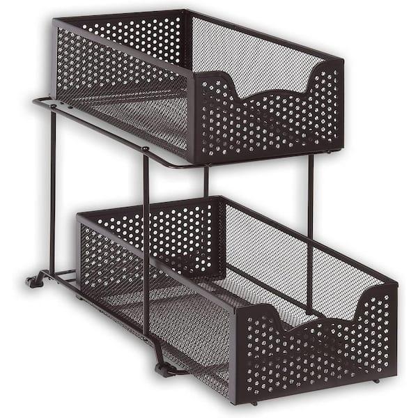 Bronze 8 in. x 12.8 in. Metal Modern 2-Tier Desk Organizer Drawer ...