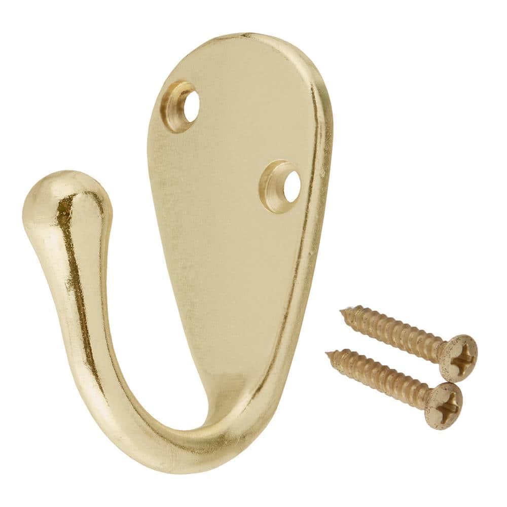 Everbilt J-Hook Robe/Towel Hook Single Hook in Satin Brass 33696 - The ...