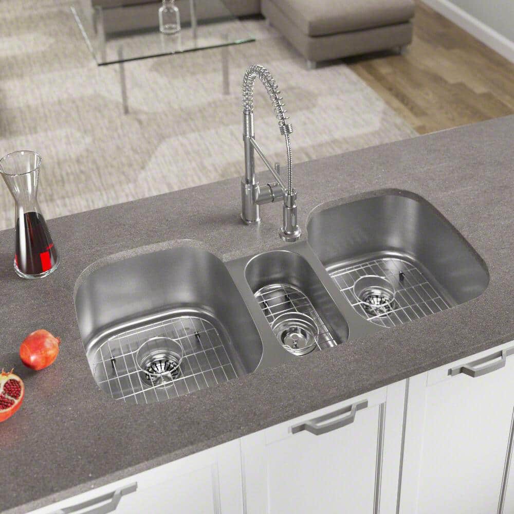 MR Direct Undermount Stainless Steel 43 in. Triple Bowl Kitchen Sink ...