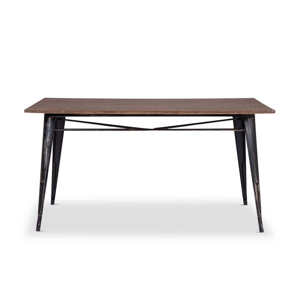 Utopia 4niture Raven Black Rectangular Dining Table with Metal Legs ...